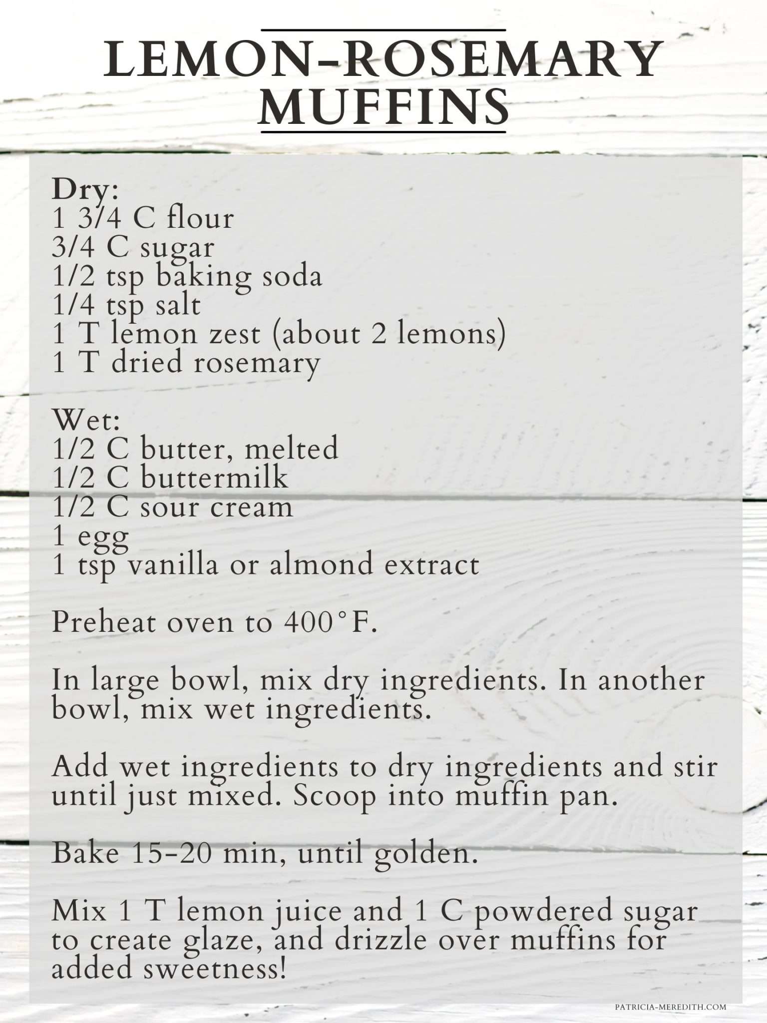 Lemon-Rosemary Muffins – Patricia Meredith, Author